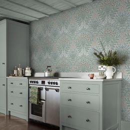 Vliestapete "Garden Cottage", blau, H:10m L:10m, Vlies, WILLIAM MORRIS AT HOME, Tapeten, Design Tapeten