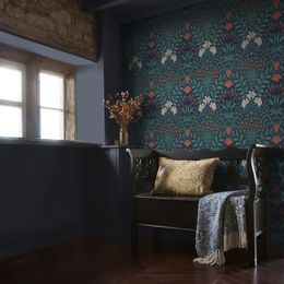 Vliestapete "Garden Moonlight", blau, H:10m L:10m, Vlies, WILLIAM MORRIS AT HOME, Tapeten, Design Tapeten
