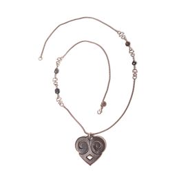Lange Kette "Uta", Damen, Gr. onesize, Metall, braun, Collezione Alessandro, Basic, Halsketten, Herzanh&auml;nger mit Kunstharzeinlage