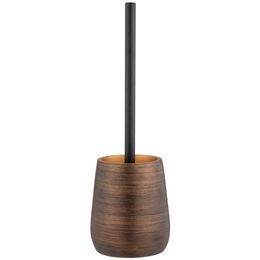 WC-Garnitur Wenko "Palena", braun (bronzefarben, braun, schwarz), H:37cm L:12,5cm, Kunststoff, Reinigungsbürsten, bronze, mit auswechselbarem Bürstenkopf
