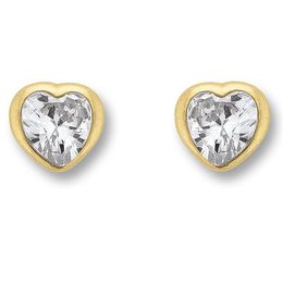 Paar Ohrh&auml;nger ONE ELEMENT "Zirkonia Herz Ohrringe Ohrstecker aus 333 Gelbgold", gold, Ohrringe, Damen, Damen, Gelbgold 333 Gold, Gelbgold 333, Gold