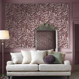 Vliestapete Laura Ashley "Summerhill Blackberry", lila, B:0,52m H:10m L:10m, Vlies, Tapeten, 10mx52cm (ca. 5m2)
