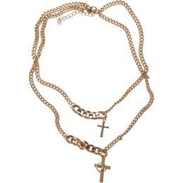 Kette mit Anh&auml;nger Urban Classics "Urban Classics Unisex Various Chain Cross Necklace", gold, Halsketten, Damen, onesize