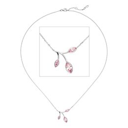 Kette mit Anh&auml;nger Jobo "Zweig mit Knospen", silber 925, Halsketten, Damen, Silber 925 (Sterlingsilber), L: 45, 925 Silber mit rosa Zirkonia 45 cm