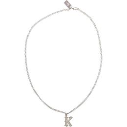 Halsreif Karl Kani "Karl Kani KK Rhinestone Pendant Cuban Link Chain", silber, Halsketten, Damen, onesize
