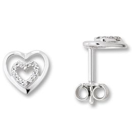 Paar Ohrh&auml;nger ONE ELEMENT "Zirkonia Herz Ohrringe Ohrstecker aus 925 Silber", silber, Ohrringe, Damen, Damen, Silber 925 (Sterlingsilber)