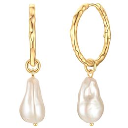 YOKOAMII Damen Paar Creolen "Set: Y91", 56,2mmgelbgold, Ohrringe, mit Perle