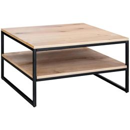Mid.you Couchtisch, Schwarz, Eiche, Holz, Metall, Holzwerkstoff, Eiche, furniert, rechteckig, U-Form, 70x45x80 cm, Wohnzimmer, Wohnzimmertische, Couchtische