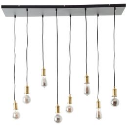 Brilliant Pendelleuchte "Darcia", schwarz, 8, 1 Stk., Leuchten, 133 x 35 x 110 cm, 8 x E27, k&uuml;rzbar, Metall, messingfarben/schwarz, Pendelleuchte