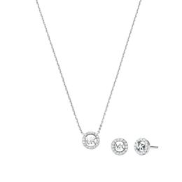 Ohrring und Ketten Set Michael Kors "Multipack Schmuck Geschenk Silber 925 PREMIUM", silberfarben, kristallfarben, kristallwei&szlig;, Schmuck_Sets, Damen, Silber 925 (Sterlingsilber), mit Zirkonia (synth.)