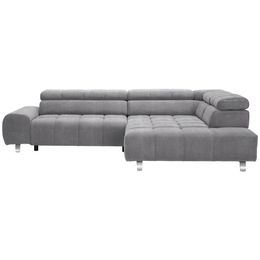 Hom&acute;in Hom`in Ecksofa, Grau, Textil, 4-Sitzer, Ottomane rechts, L-Form, 295x201 cm, Stoffauswahl, seitenverkehrt erh&auml;ltlich, R&uuml;cken echt, Wohnzimmer, Sofas & Couches, Wohnlandschaften, Ecksofas