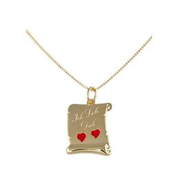 Kette mit Anh&auml;nger Firetti "Schmuck Geschenk Gold 375 Halsschmuck Halskette Goldkette Venezianer", gold (gelbgoldfarben, rot), Halsketten, Damen, Gelbgold 375, L: 45, mit Emaille und fester Gravur "Ich liebe Dich"