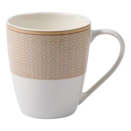 Ritzenhoff Breker Kaffeebecher Geo, Wei&szlig;, Beige, Keramik, 350 ml, 9x10x12 cm, Kaffee & Tee, Tassen, Kaffeebecher