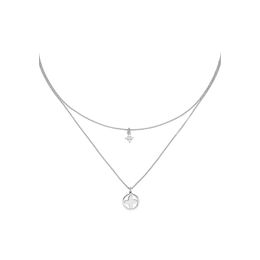 Collier Jobo "Kette mit Anhänger Blume", silber 925, Halsketten, Damen, Silber 925 (Sterlingsilber), L: 44, Collier, 925 Silber rhodoniert mit 5 Zirkonia 44 cm