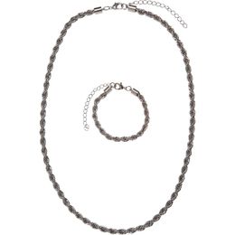 Edelstahlkette Urban Classics "Urban Classics Damen Charon Intertwine Necklace And Bracelet Set", silber, Halsketten, Damen, onesize, Eisen, Edelstahlkette