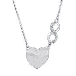 Silberkette ONE ELEMENT "Zirkonia Herz Halskette aus 925 Silber 45 cm", silber, Halsketten, Damen, Silber 925 (Sterlingsilber), Silberkette