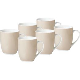 Van Well Kaffeebecherset Vario, Wei&szlig;, Taupe, Keramik, 6-teilig, 300 ml, 11x10x8 cm, Kaffee & Tee, Tassen, Kaffeetassen-Sets