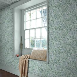 Vliestapete "Honeysuckle Breeze", blau, H:10m L:10m, Vlies, WILLIAM MORRIS AT HOME, Tapeten, Design Tapeten
