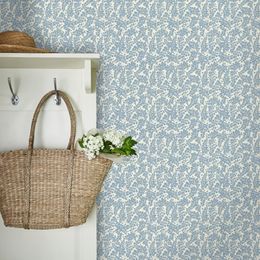 Vliestapete Laura Ashley "Cariad Spray", blau, B:0,52m H:10m L:10m, Vlies, Tapeten, 10mx52cm (ca. 5m2)