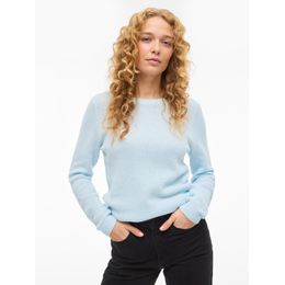 Rundhalspullover Vila "VIDALO O-NECK L/S KNIT TOP- NOOS", Damen, Gr. M, nantucket breeze, Feinstrick, Obermaterial: 100% Baumwolle, unifarben, regular fit normal, Rundhals, Rippb&uuml;ndchen, Pullover Rundhalspullover