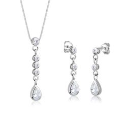 Schmuckset Elli "Paar Stecker und Anh&auml;nger mit Zirkonia in schwarz", wei&szlig;, Schmuck_Sets, Damen, onesize,mit Stein, Silber 925 (Sterlingsilber), Schmuckset
