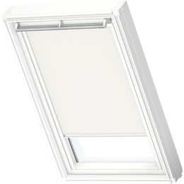Verdunklungsrollo Velux "DKL 1025SWL", wei&szlig; (wei&szlig;, wei&szlig;), UK10, stufenlos positionierbar, Polyester, Rollos, Verdunklungsrollo, Stoff wei&szlig; mit alufarbenen F&uuml;hrungsschienen & Griffleiste