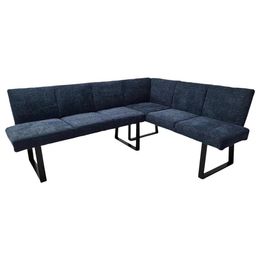 Mid.you Eckbank, Dunkelblau, Metall, Textil, 5-Sitzer, L-Form, 202x160 cm, Esszimmer, B&auml;nke, Eckb&auml;nke