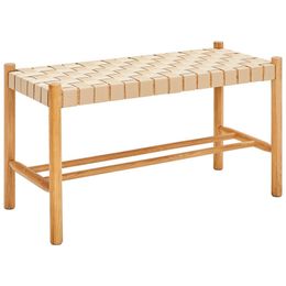 Mid.you Sitzbank, Natur, Holz, Textil, Eiche, massiv, 1-Sitzer, 81x45x35 cm, Esszimmer, B&auml;nke, Sitzb&auml;nke