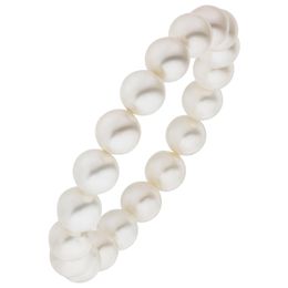 Armband Jobo "Muschelkern-Perlen 10 mm", weiß, Armbänder, Damen, 17cm, Perlen, Armband, weiß 17 cm