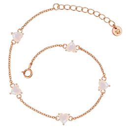 Glanzstücke München Gliederarmband GLANZSTÜCKE MÜNCHEN "GSM1218", roségold, weiß, Armbänder, Damen, Gliederarmband, Armband Sterling Silber roségold Mondstein (synth.)