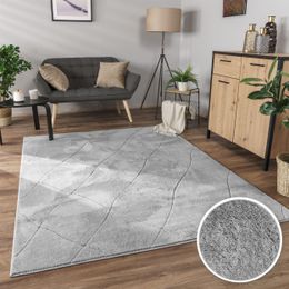 Teppich Paco Home "Utrecht 641", grau, B:160cm H:4mm L:220cm, Polyester, Teppiche, Teppich, Kurzflor, Uni Farben, 3D-Design, Rauten Muster, besonders weich