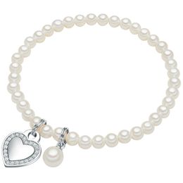 Lulu & Jane Perlenarmband LULU & JANE "LJ315", wei&szlig;, wei&szlig;, Armb&auml;nder, Damen, Messing, Perlenarmband, Messing