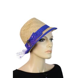 Allg&auml;u Rebell Trachtenhut ALLG&Auml;U REBELL "M&uuml;nchen", Damen, blau (royal), Stroh, Antik-Look, H&uuml;te, aus Bast, Made in Italy