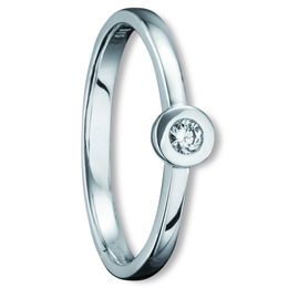 Diamantring ONE ELEMENT "0.05 ct Diamant Brillant Ring aus 585 Wei&szlig;gold" Gr. 56, silber, Fingerringe, Damen, 56, 0,05 mit Diamant, Diamanten Gold Wei&szlig;gold 585, Diamanten, Gold, Wei&szlig;gold 585, Diamantring