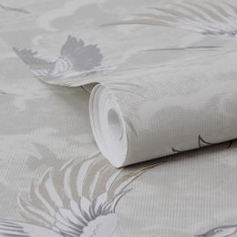 Vliestapete SUPERFRESCO EASY "Kranich", grau, B:0,52m H:10m L:10m, Vlies, Tapeten, 10mx52cm (ca. 5m2)