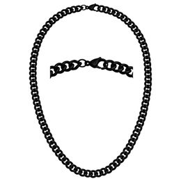 Kette ohne Anhänger Jobo "Herrenkette 9,2 mm", schwarz, Halsketten, Damen, Edelstahl, L: 55, Edelstahl schwarz beschichtet 55 cm