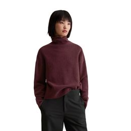Marc O'Polo Strickpullover MARC O'POLO DENIM "aus Soft Wool Stretch", Damen, Gr. M, schwarz maroon, Obermaterial: 72% Schurwolle, 26% Polyamid, 2% Elasthan, unifarben, Pullover Strickpullover