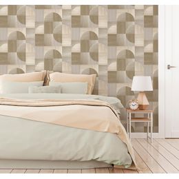 Vliestapete EASY DECOR "Geo Holz", beige, B:0,52m H:10m L:10m, Vlies, Tapeten, 10mx52cm (ca. 5m2)