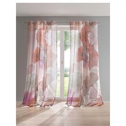 Gardine HEINE HOME Gr. 4, bunt (natur, bunt), B:135cm H:245cm, Polyester, Gardinen, Gardine