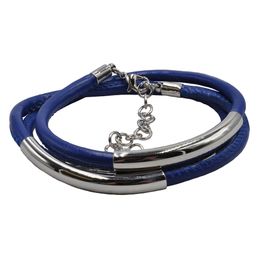 Armband Steuer "Kunstleder blau Karabiner", blau, Armb&auml;nder, Damen, 67cm, Synthetik, gl&auml;nzend, Armband