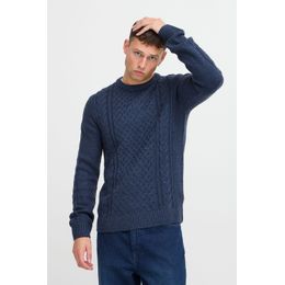 Strickpullover Blend "BHPullover", Herren, Gr. XXL, blau (marineblaus), 80% Polyacryl, 20% Baumwolle, unifarben, regular fit, Rundhals, eng, Pullover Strickpullover, Klassischer Grobstrickpullover mit Rundhalsausschnitt