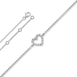 Silberkette ONE ELEMENT "Zirkonia Herz Halskette aus 925 Silber 45 cm", silber, Halsketten, Damen, Silber 925 (Sterlingsilber), Silberkette