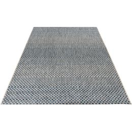 Teppich Obsession "My Nordic 877", blau, B:120cm H:0,5mm L:170cm, Polypropylen (PP), Teppiche, Teppich, Flachgewebe, modernes kariertes Design, In- und Outdoor geeignet