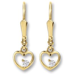 Paar Ohrh&auml;nger ONE ELEMENT "Zirkonia Herz Ohrringe Ohrh&auml;nger aus 333 Gelbgold", gold, Ohrringe, Damen, Damen, Gelbgold 333 Gold, Gelbgold 333, Gold