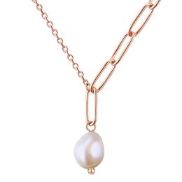 Gliederkette Valero Pearls "VP776", roségold, Halsketten, Damen, 40,0cm Basiskette + 5,0cm Verlängerung, Edelstahl, Gliederkette, mit Süßwasser-Zuchtperle