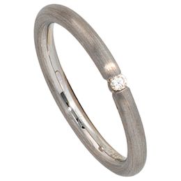 Diamantring Jobo "Silberring matt" Gr. 52, silber 925, Fingerringe, Damen, 52, P1 = bei 10-facher Vergr&ouml;&szlig;erung erkennbare Einschl&uuml;sse, Diamanten Silber 925 (Sterlingsilber), Diamanten, Silber 925 (Sterlingsilber), Diamantring, 925 Silber rhodiniert mit Diamant
