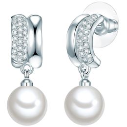 Lulu & Jane Paar Creolen LULU & JANE "Set: AV227", silber, wei&szlig;, Ohrringe, Damen, 28.5,mit Steinen, Glas, mit Glas