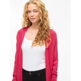 Longstrickjacke Vila "VIRIL LONG L/S KNIT CARDIGAN - NOOS", Damen, Gr. L, jazzy detail:schwarz melange, Feinstrick, Obermaterial: 50% Viskose, 28% Polyester, 22% Nylon, meliert, regular fit lang, tiefer V-Ausschnitt, Strickjacken Longstrickjacke