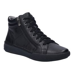 Sneaker Josef Seibel "Claire 11", Damen, Gr. 40, schwarz, Leder, Schuhe Sneaker, Schnürboots, High Top Sneaker, Komfortschuh mit Lederinnensohle