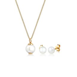 Schmuckset Elli "S&uuml;&szlig;wasserperlen Wei&szlig; 925 Sterling Silber", gold, Schmuck_Sets, Damen, onesize, Silber 925 (Sterlingsilber), Schmuckset